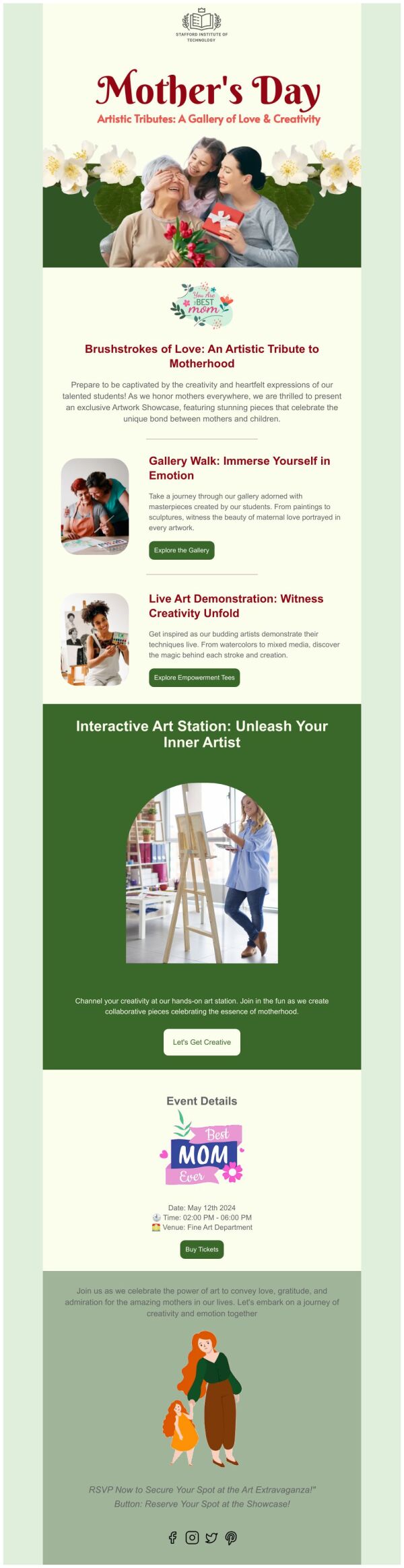 Newsletter Email Template 'Artistic Tribute' for Mother's Day ...