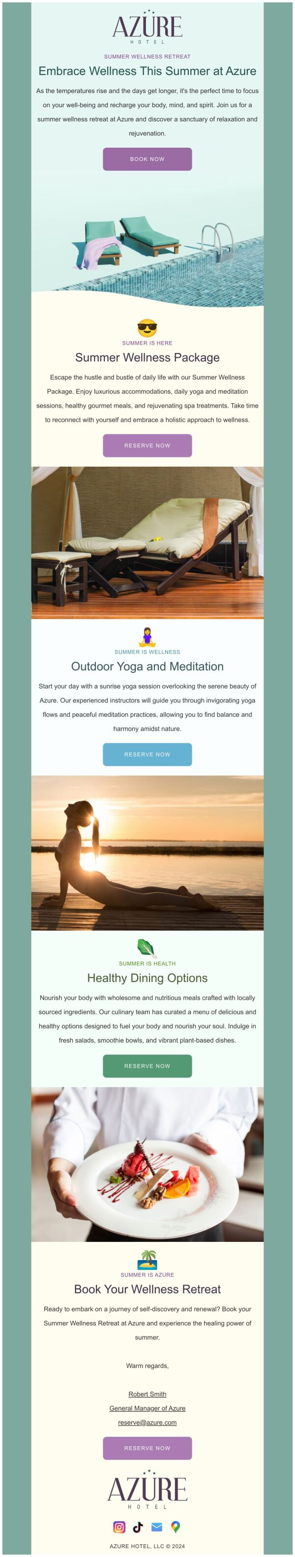 Newsletter Email Template 'Azure Hotel' for Summer | PosterMyWall