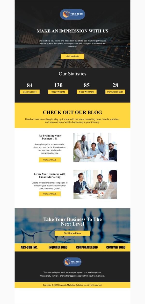 Newsletter Email Template 'Business Marketing Solutions' for Corporate ...