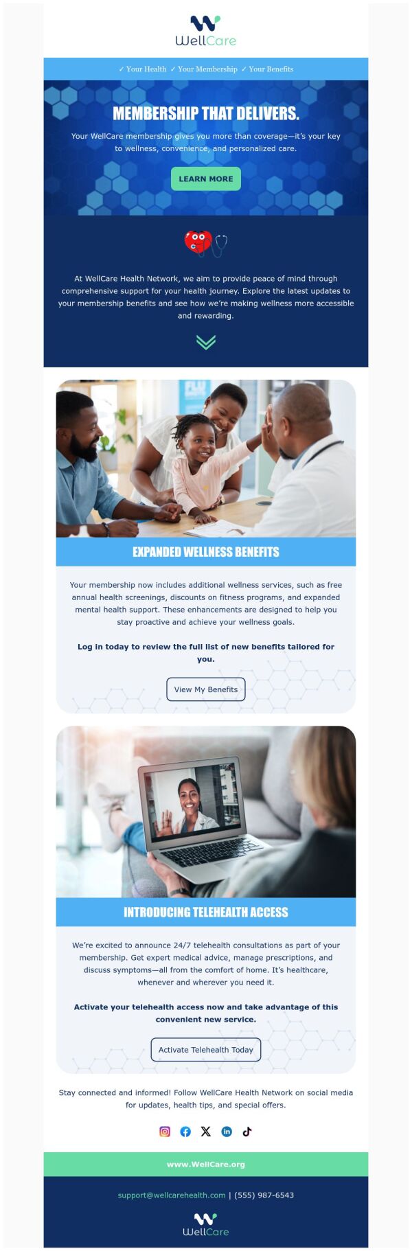 Newsletter Email Template 'Care Membership' for Healthcare | PosterMyWall