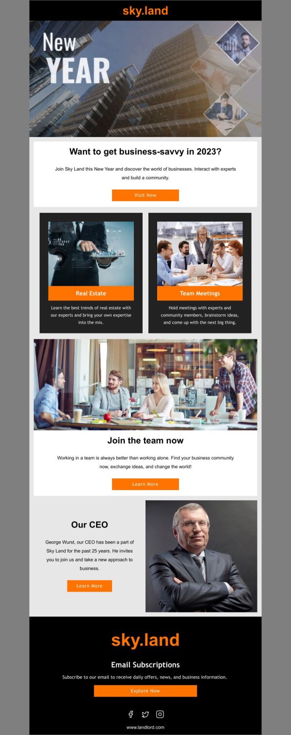 Newsletter Email Template 'Discover Businesses' for New Year | PosterMyWall