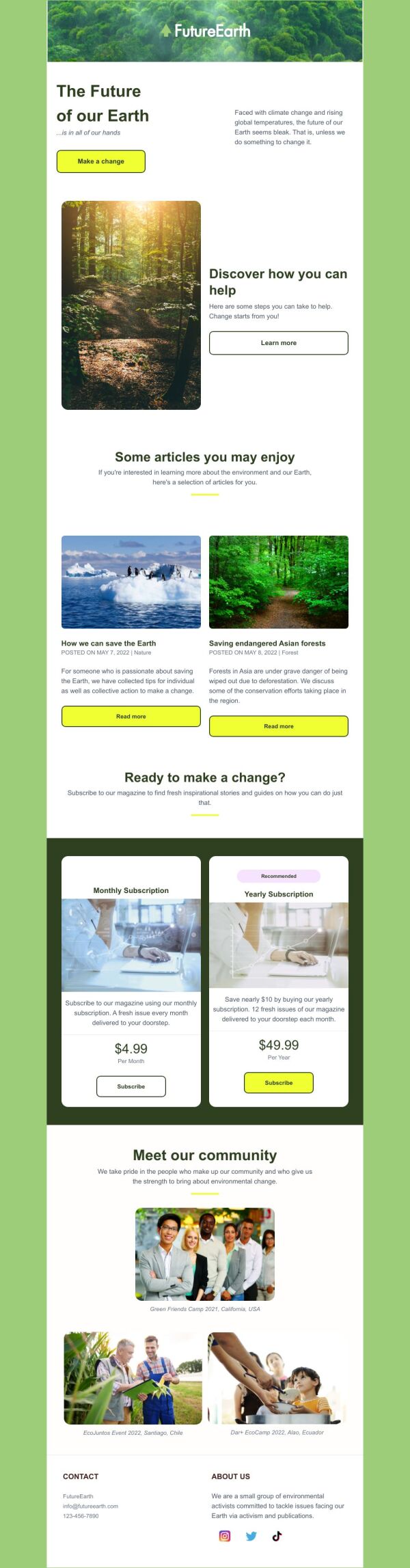 Newsletter Email Template 'Discover Earth Articles' for Environment ...