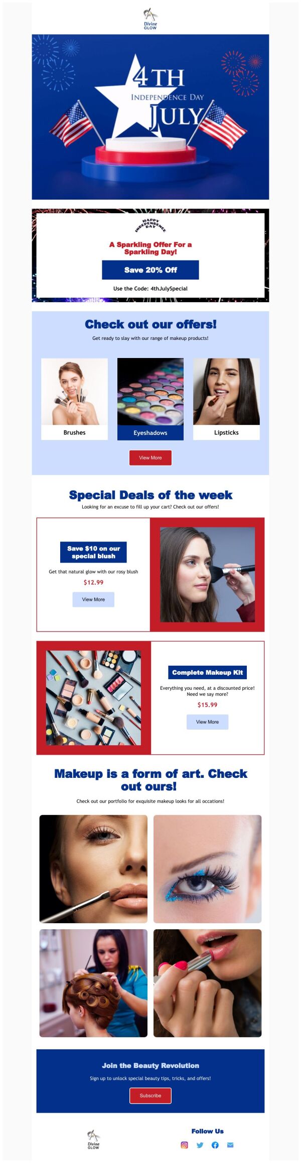 Newsletter Email Template 'Divine Glow' for 4th of July | PosterMyWall