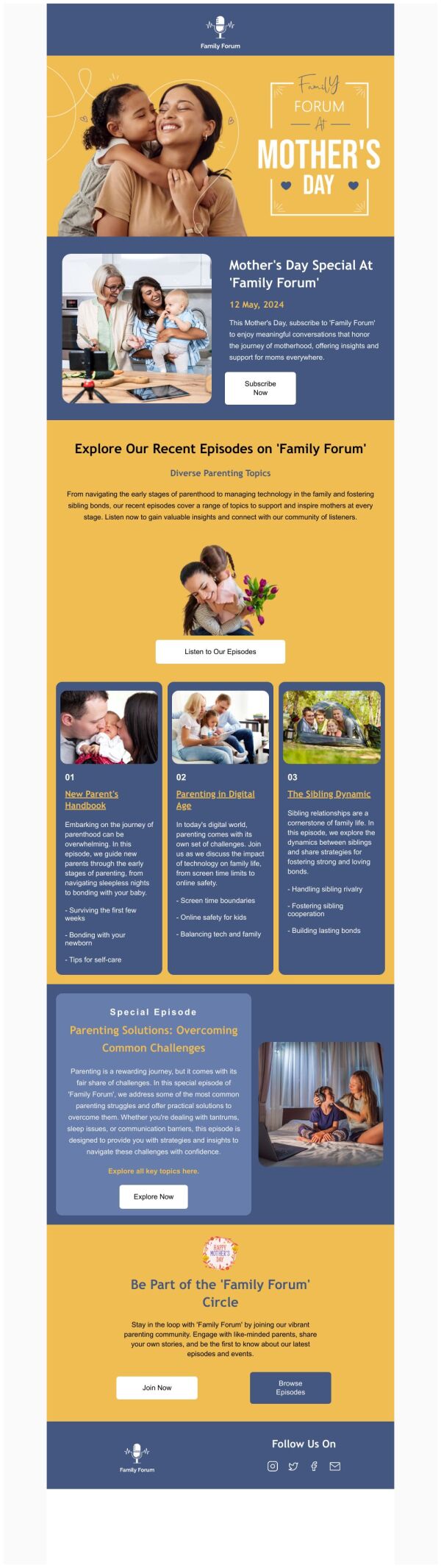 Newsletter Email Template 'Family Forum' for Mother's Day | PosterMyWall