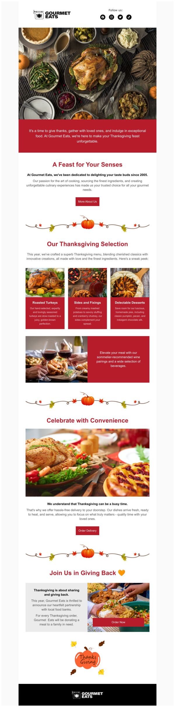 Newsletter Email Template 'Feast for Senses' for Thanksgiving ...