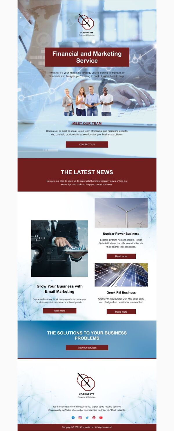Newsletter Email Template 'Financial and Marketing Services' for ...