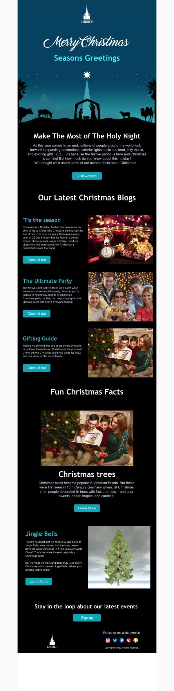 Newsletter Email Template 'From the Church' for Christmas | PosterMyWall