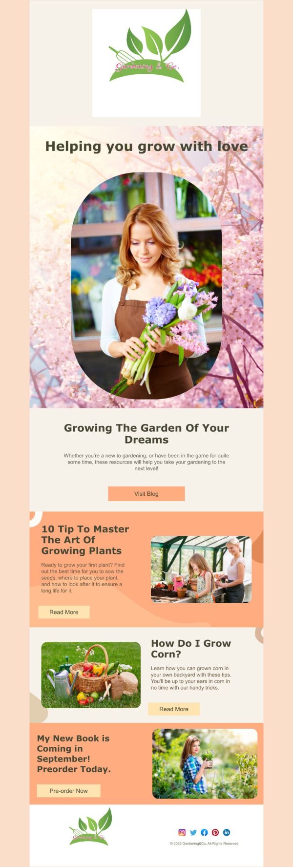 Newsletter Email Template 'Grow Dream Garden' for Publications ...