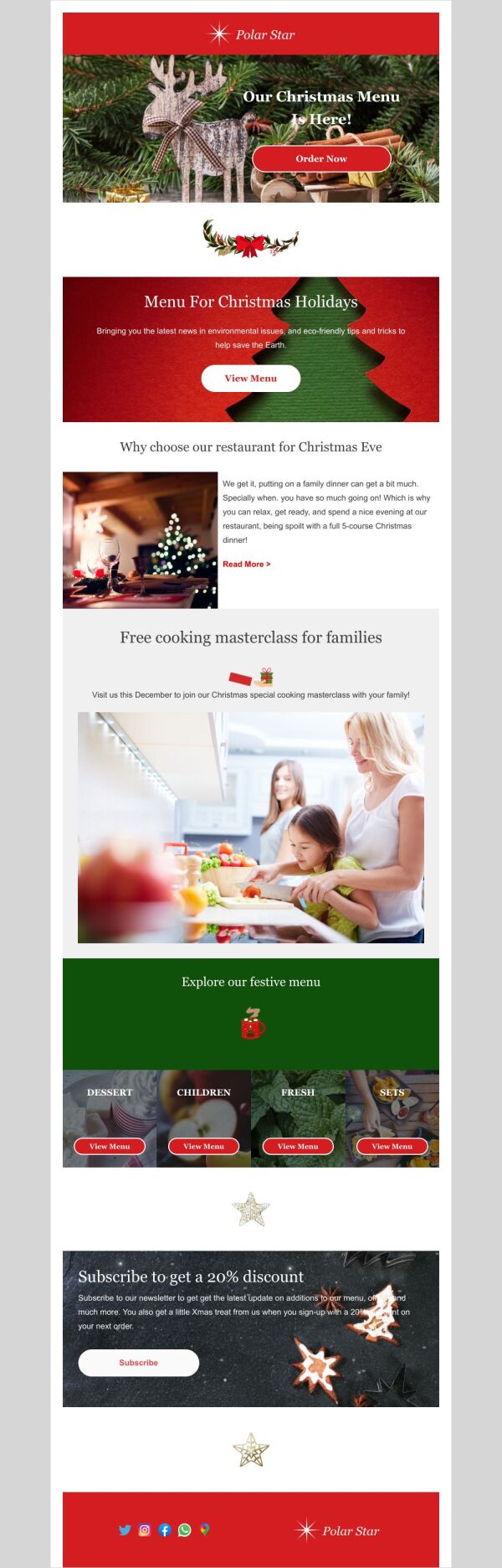 Newsletter Email Template 'Holiday Menu' for Christmas | PosterMyWall