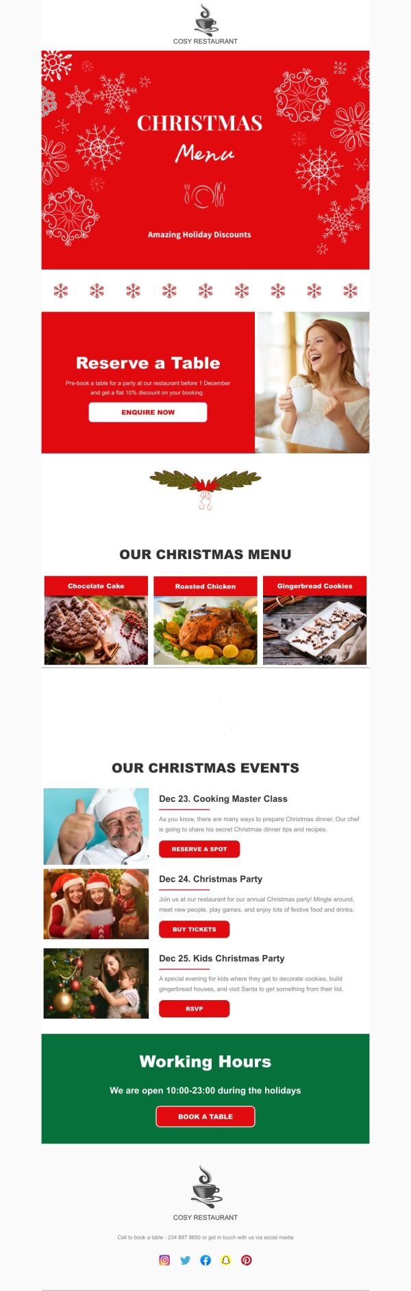 Newsletter Email Template 'Holiday Season Menu' for Christmas ...