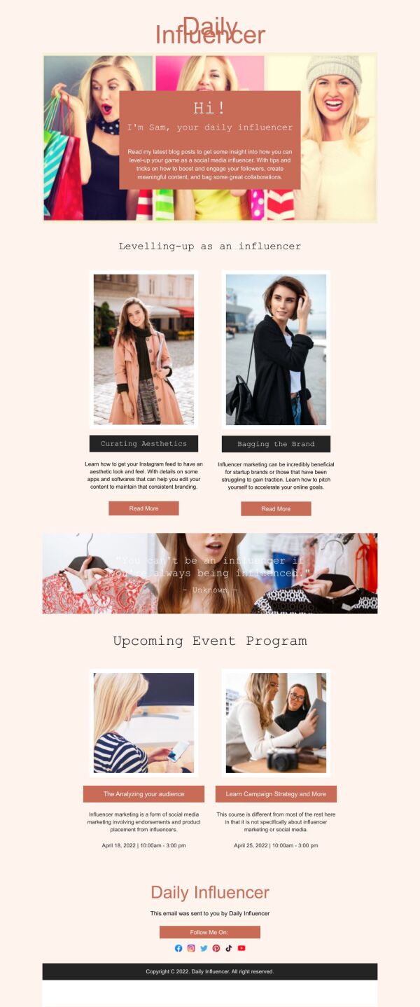 Newsletter Email Template 'Influencer Highlights' for Personal Branding ...