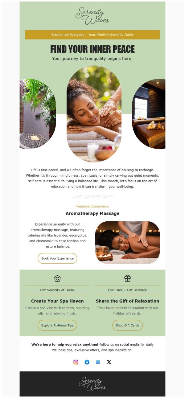 Newsletter Email Template 'Inner Peace' for Spa | PosterMyWall