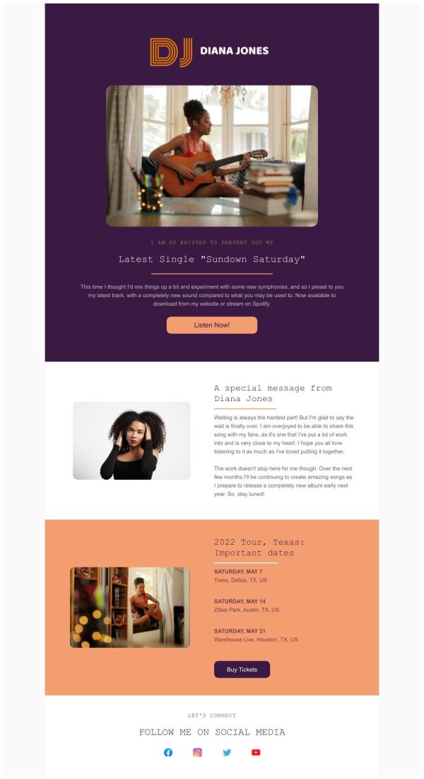 Newsletter Email Template 'Latest Single Out Now' for Band | PosterMyWall