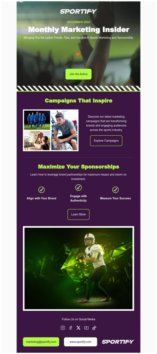 Newsletter Email Template 'Marketing Insider' for Sports | PosterMyWall