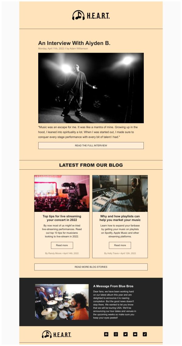 Newsletter Email Template 'Music Industry Happenings' for Bands ...