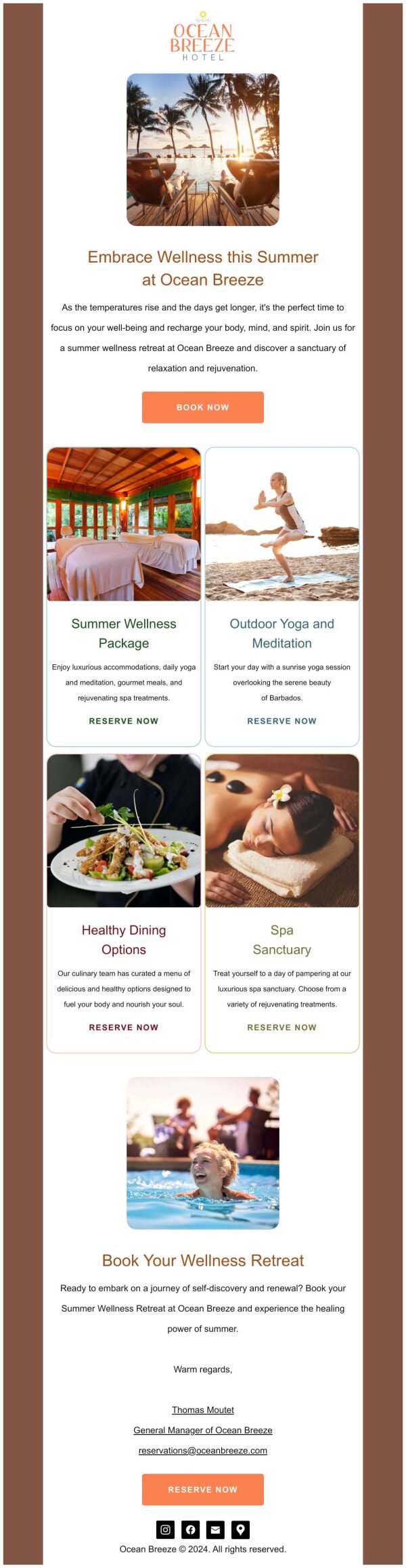 Newsletter Email Template 'Ocean Breeze Hotel' for Summer | PosterMyWall