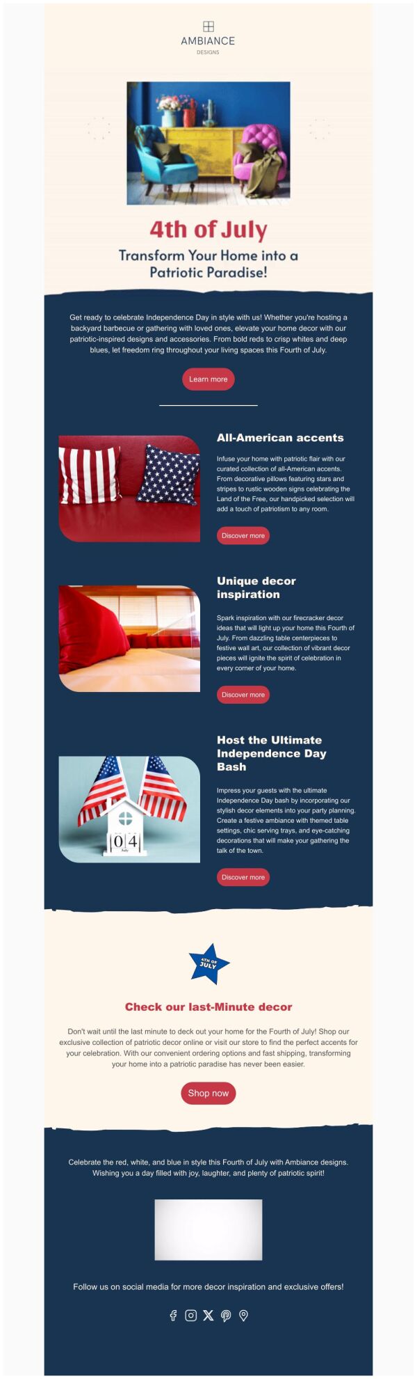 Newsletter Email Template 'Patriotic Paradise' for 4th of July ...