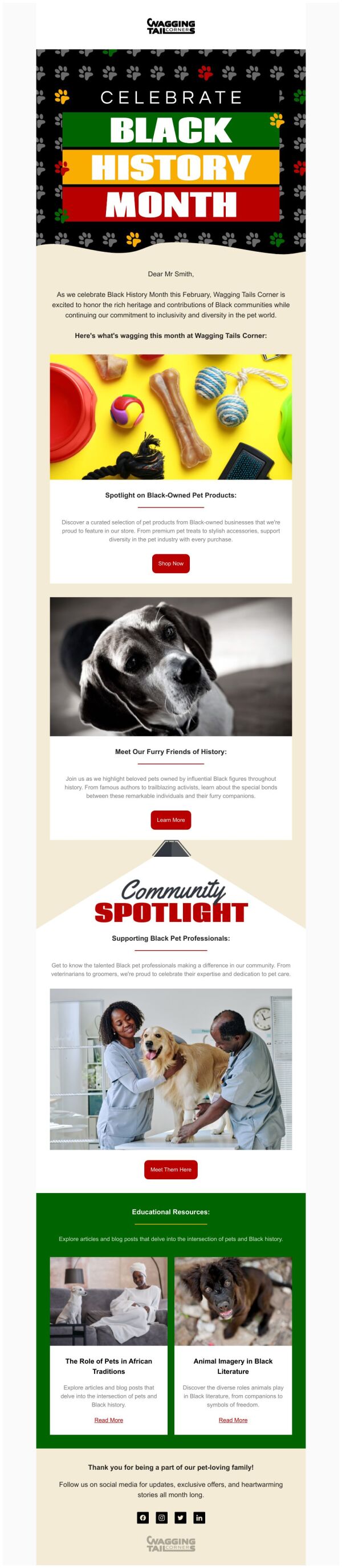 Newsletter Email Template 'Pet Products' for Black History Month ...
