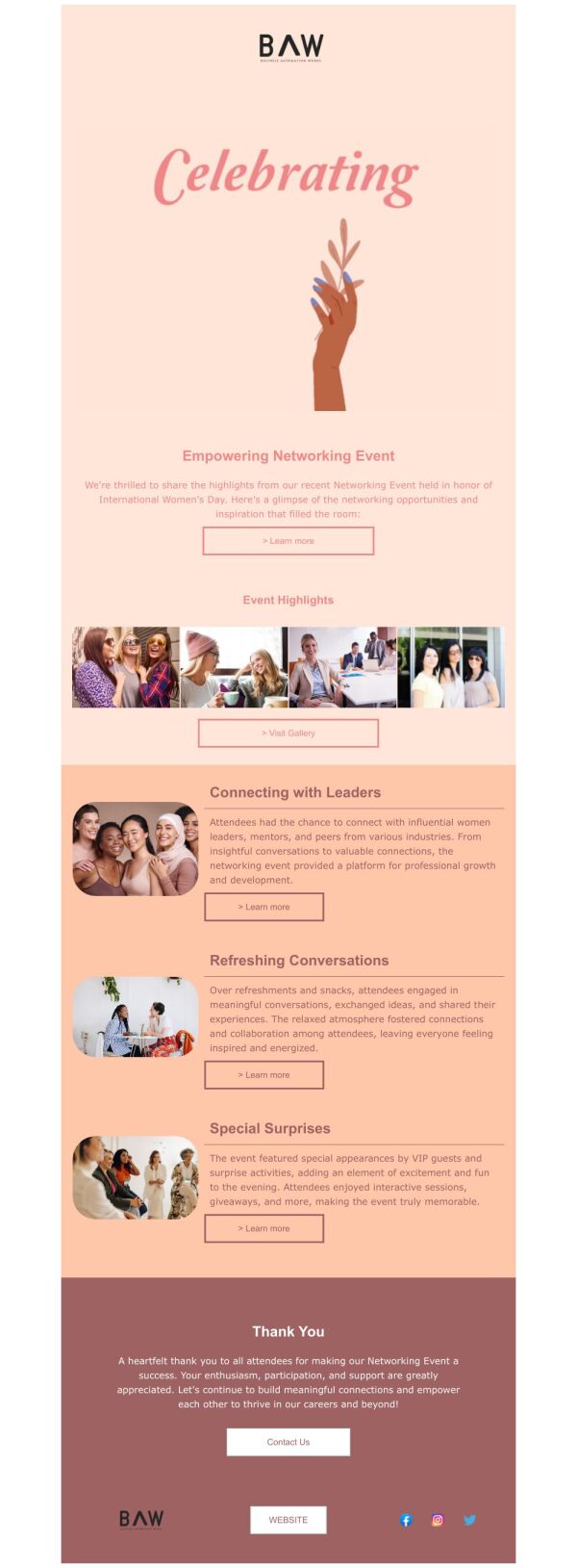 Newsletter Email Template 'Refreshing Conversations' for Women's Day ...