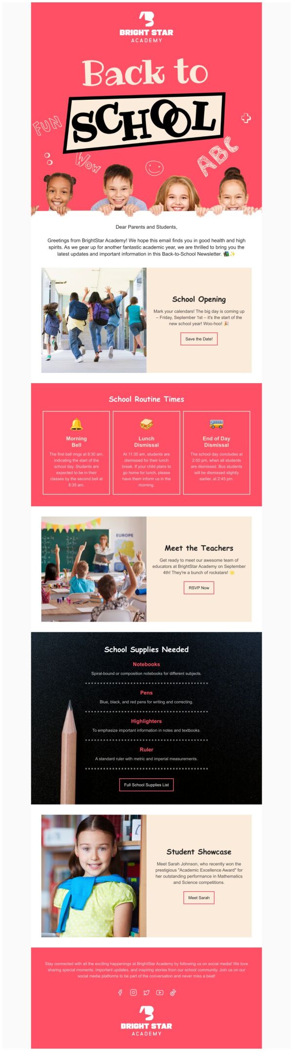 Newsletter Email Template 'School Opening' for Back to School ...