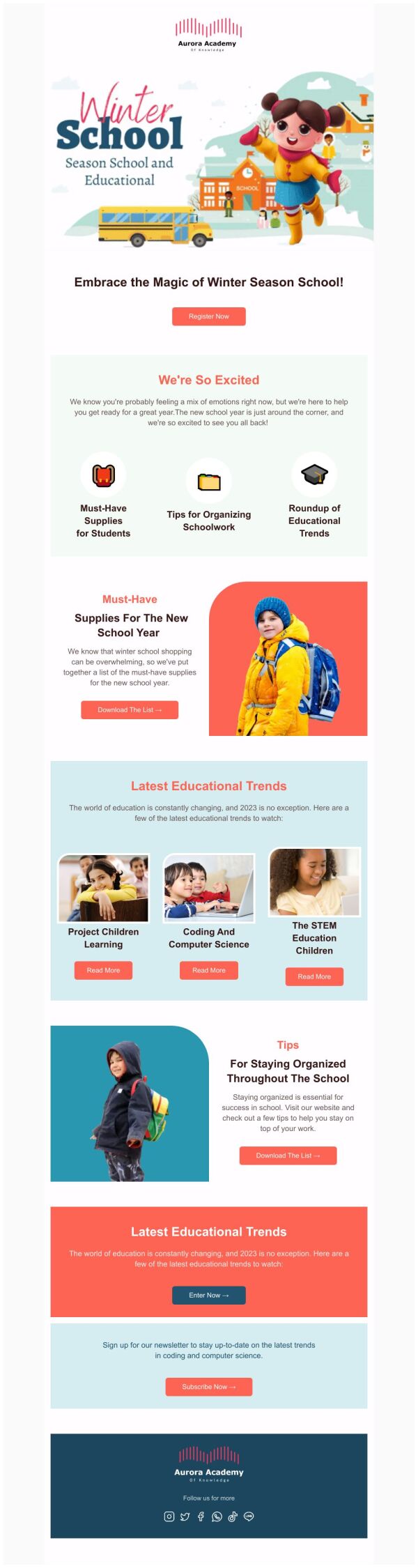 Newsletter Email Template 'School Season' for Winter | PosterMyWall