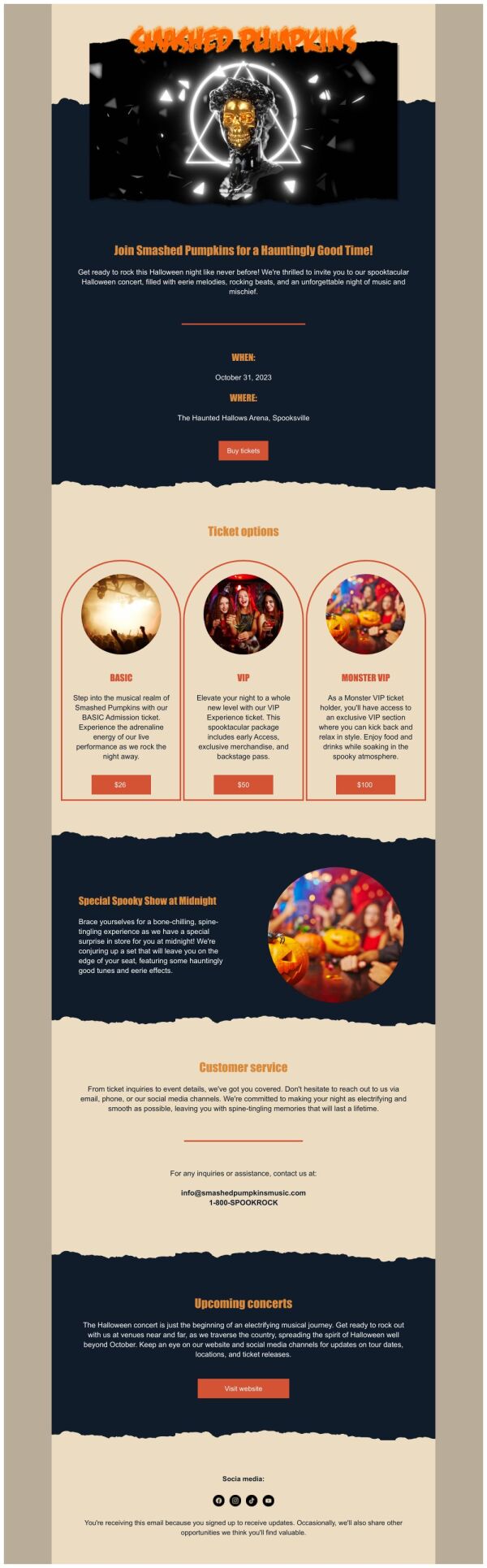 Newsletter Email Template 'Smashed Pumpkins' for Halloween | PosterMyWall