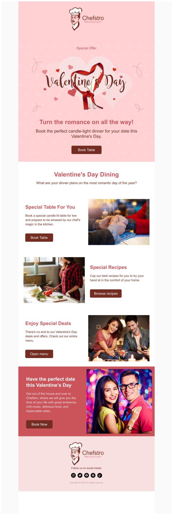 Newsletter Email Template 'Table and Recipes' for Valentine's Day ...