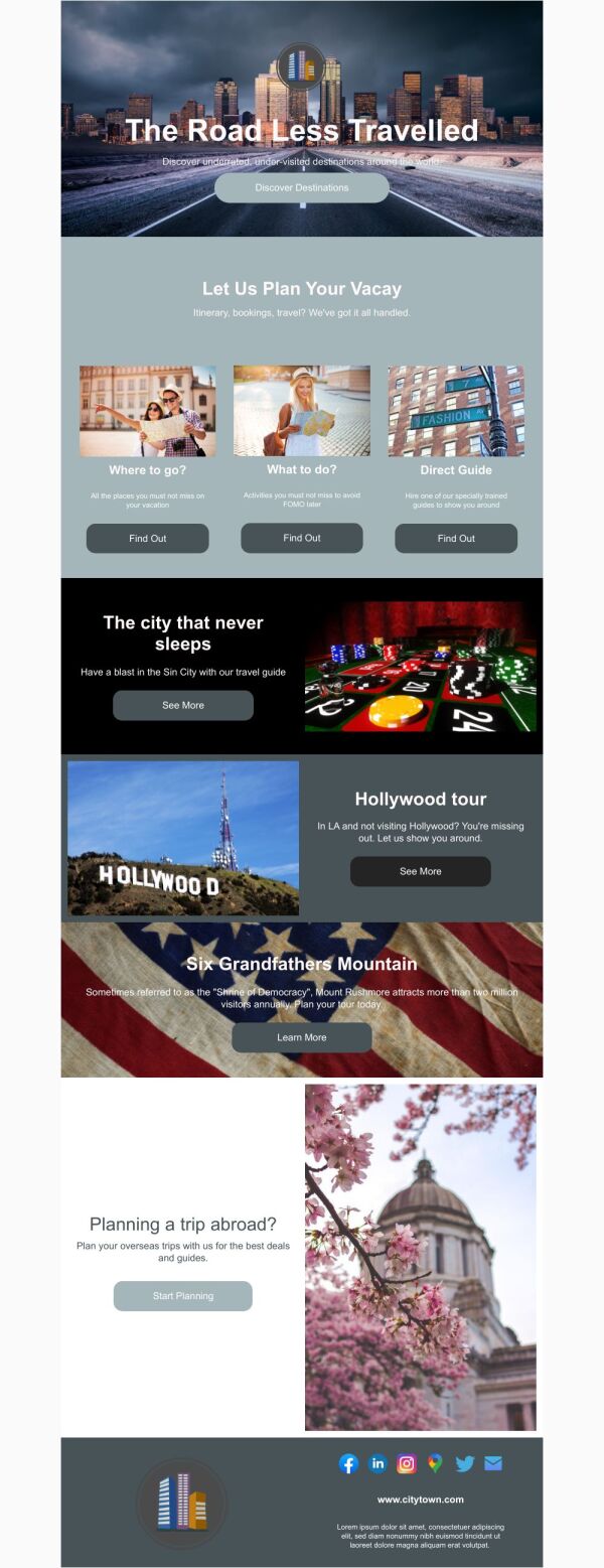 Newsletter Email Template 'The Road Less Travelled' for Travel Agency ...