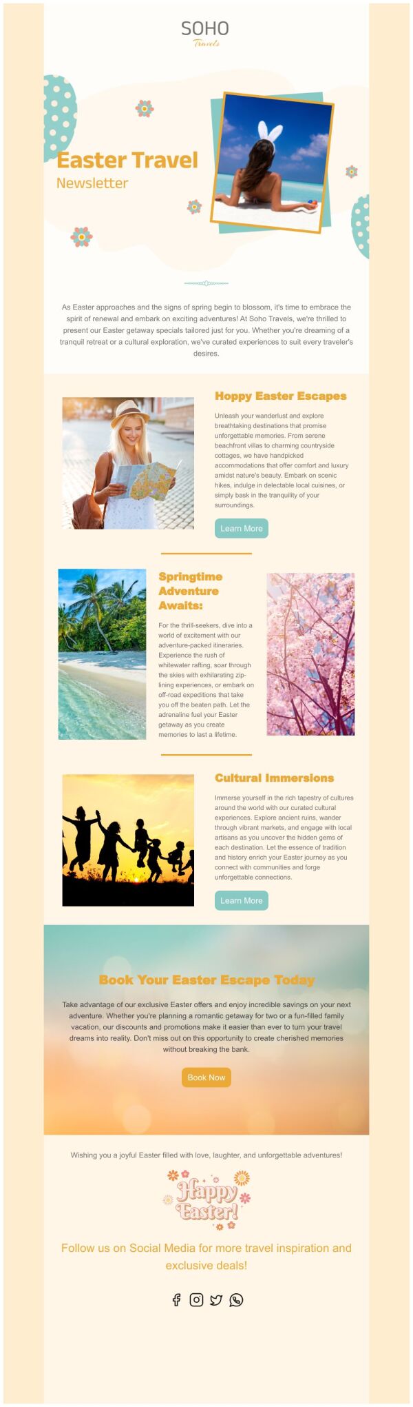 Newsletter Email Template 'Travel Escape' for Easter | PosterMyWall