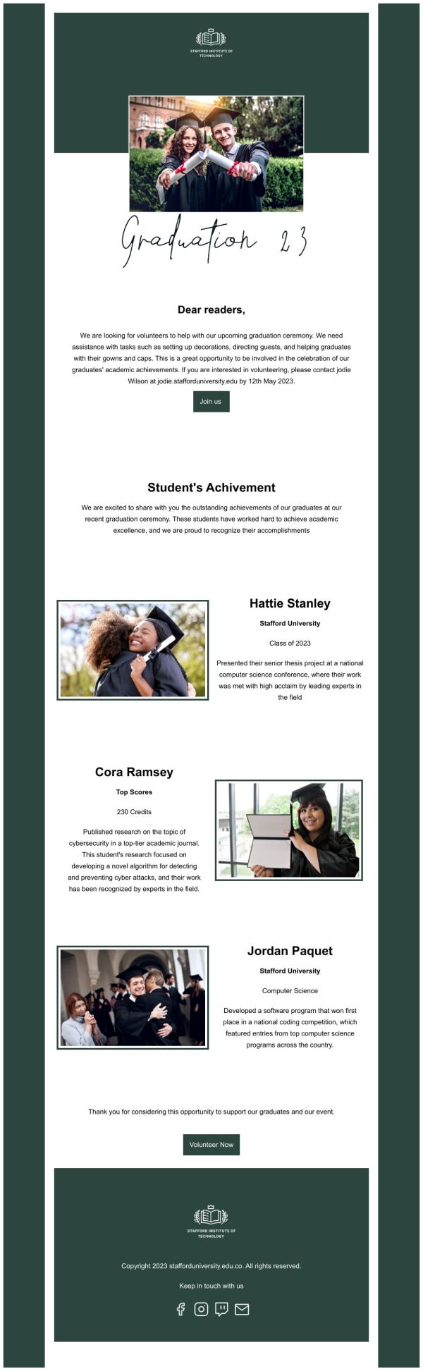 Newsletter Email Template 'Upcoming Ceremony' for Graduation | PosterMyWall