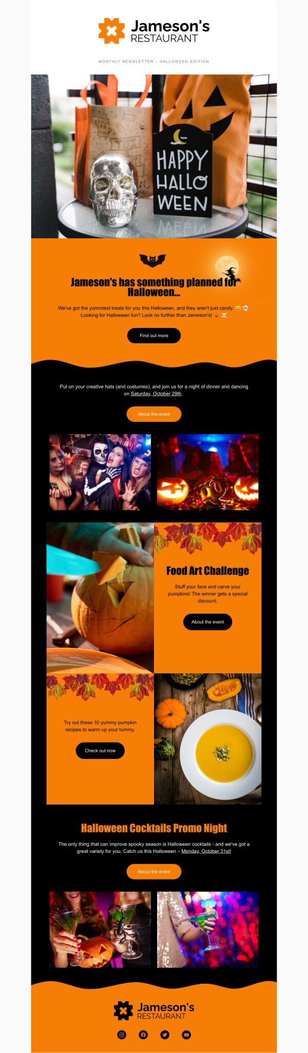 Newsletter Email Template 'Yummiest Treats' for Halloween | PosterMyWall