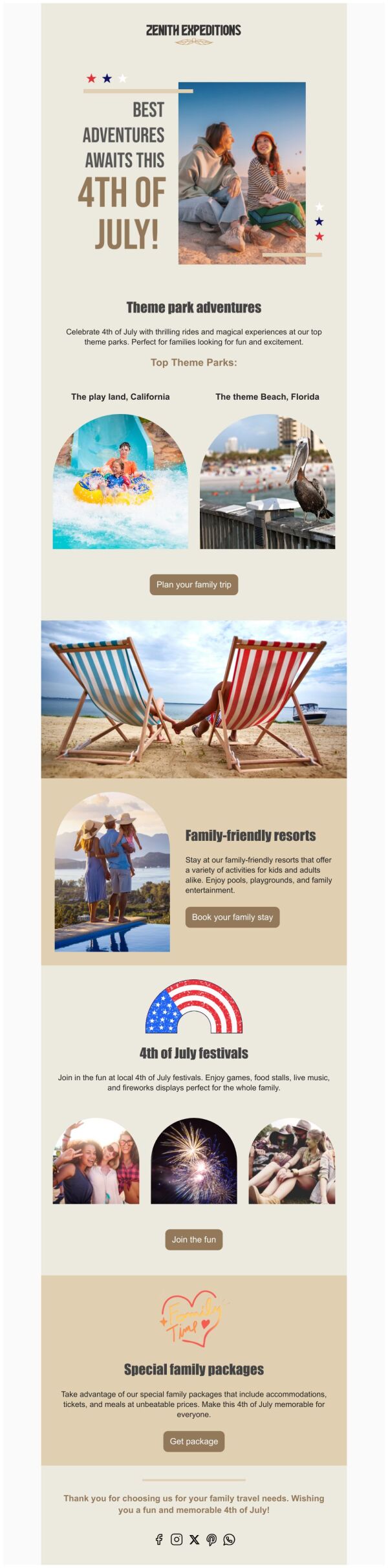 Newsletter Email Template 'Zenith Expeditions' for 4th of July ...