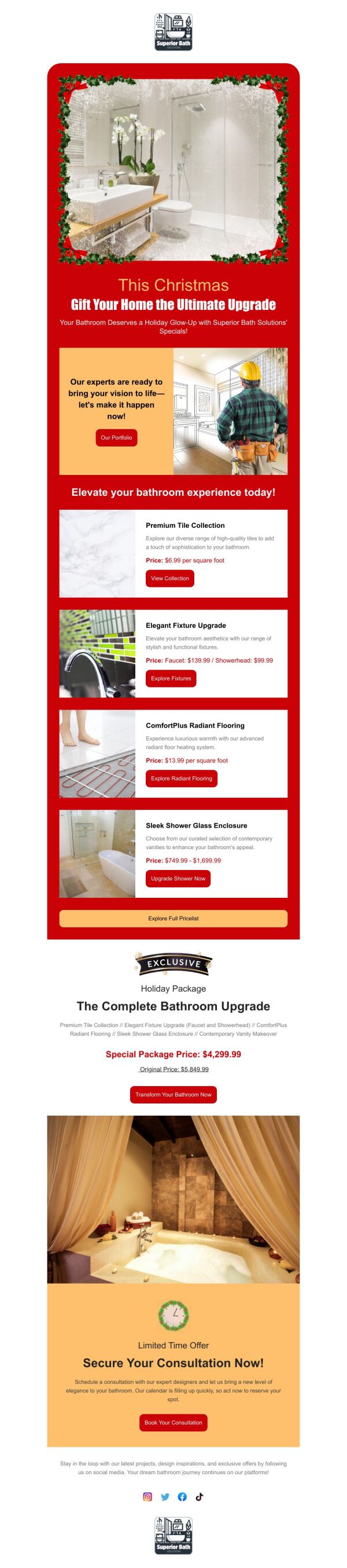 Price List Email Template 'Bathing Solutions' for Christmas | PosterMyWall