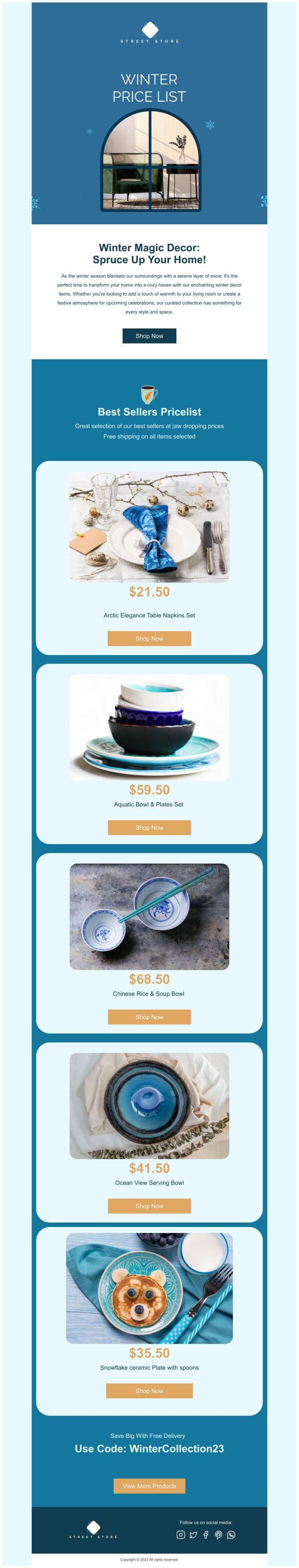 Price List Email Template 'Crockery Love' for Winter | PosterMyWall