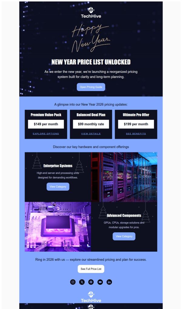 Price List Email Template 'Enterprise Systems' for New Year | PosterMyWall