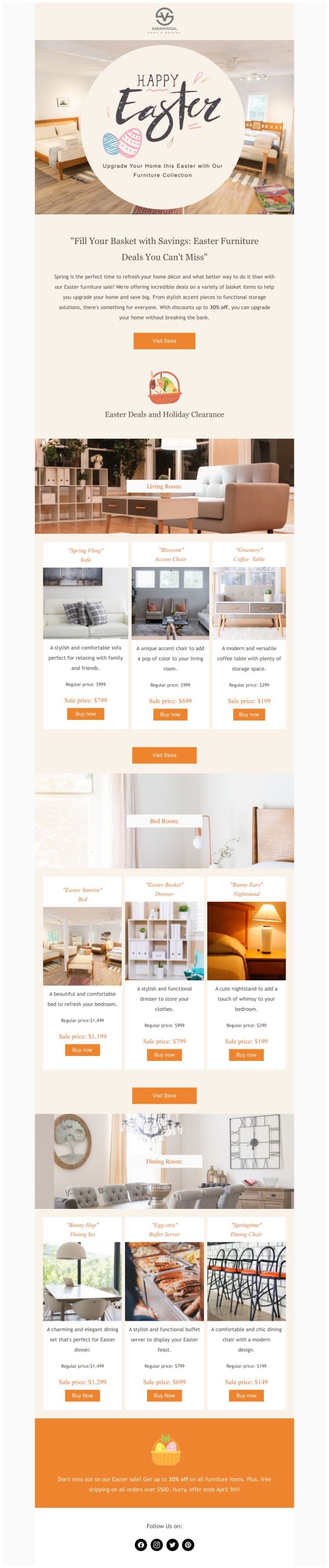 Price List Email Template 'Furniture Clearance' for Easter | PosterMyWall