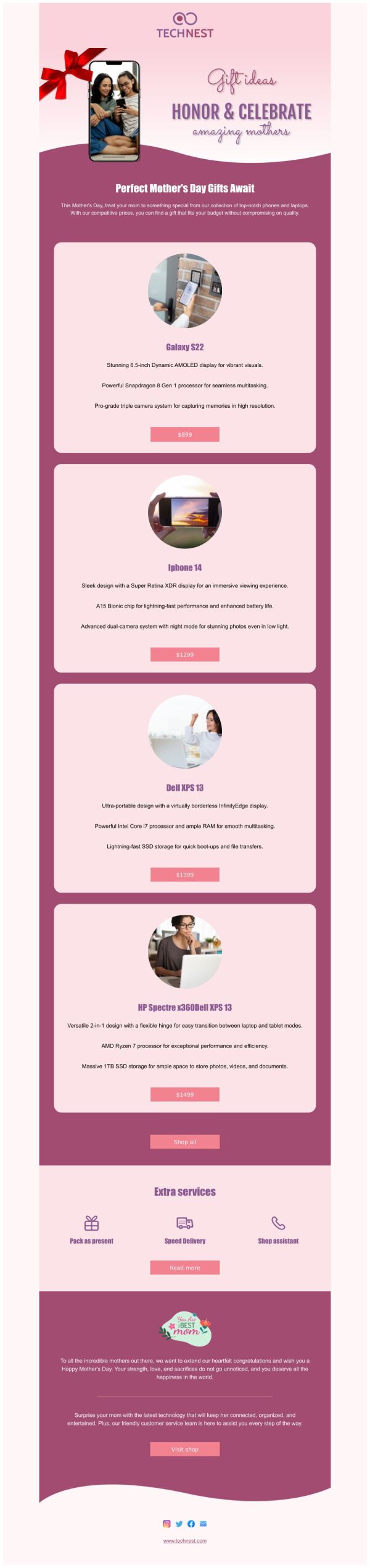 Price List Email Template 'Gift Ideas' for Mother's Day | PosterMyWall