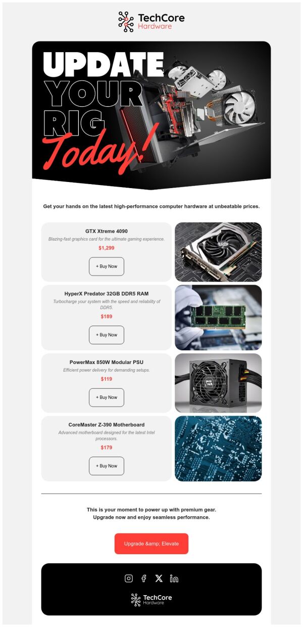 Price List Email Template 'Hardware Core' for Technology | PosterMyWall