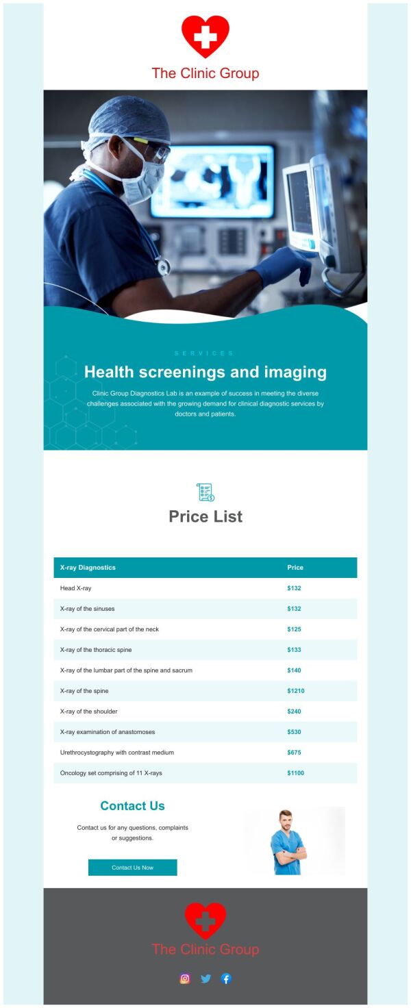 Price List Email Template 'Health Screening' for Doctors | PosterMyWall