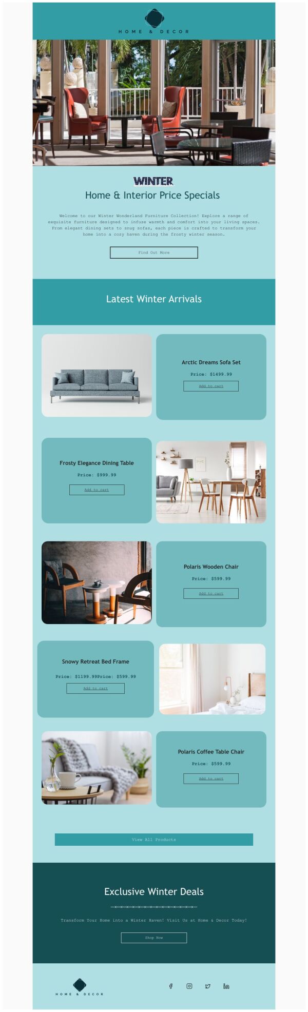 Price List Email Template 'Home Furniture' for Winter | PosterMyWall