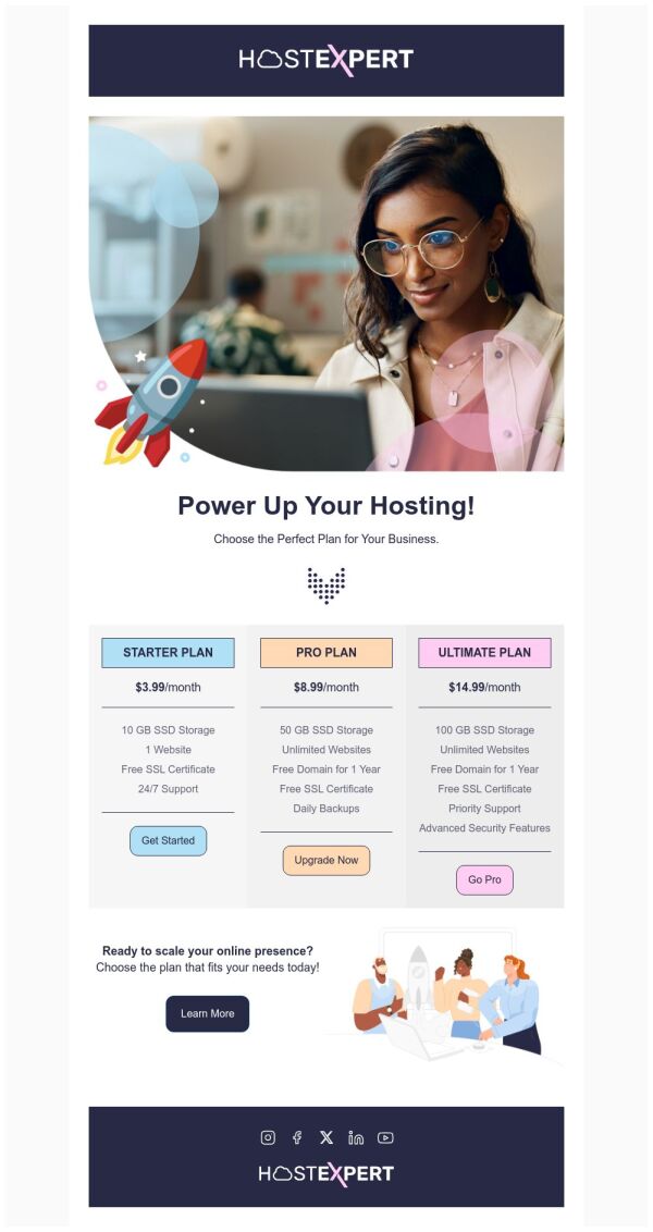 Price List Email Template 'Internet Hosting' for Technology | PosterMyWall