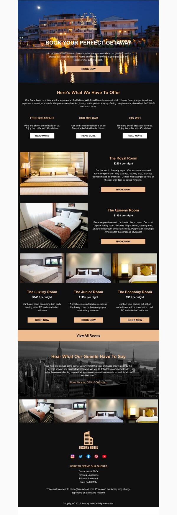 Price List Email Template 'Luxury Room Deals' for Hotel | PosterMyWall