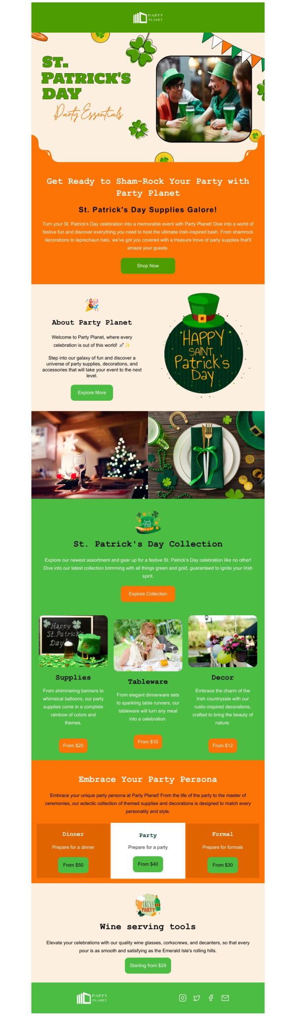 Price List Email Template 'Party Essentials' for St. Patrick's Day ...
