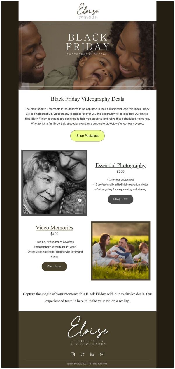 Price List Email Template 'Photography Services' for Black Friday ...