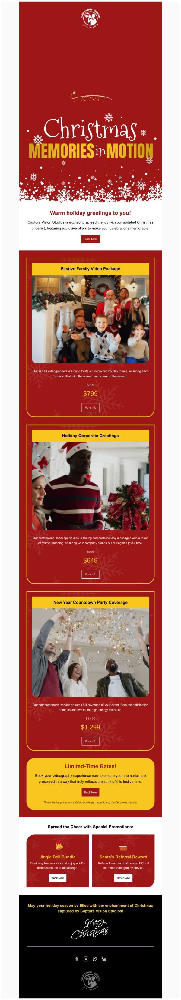 Price List Email Template 'Photography Studio' for Christmas | PosterMyWall