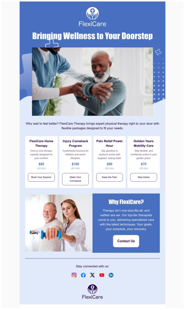 Price List Email Template 'Physiotherapy' for Healthcare | PosterMyWall