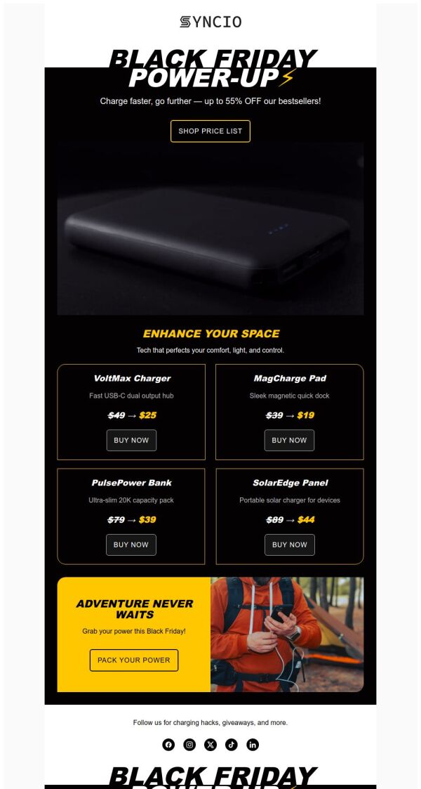 Price List Email Template 'Power Banks' for Black Friday | PosterMyWall