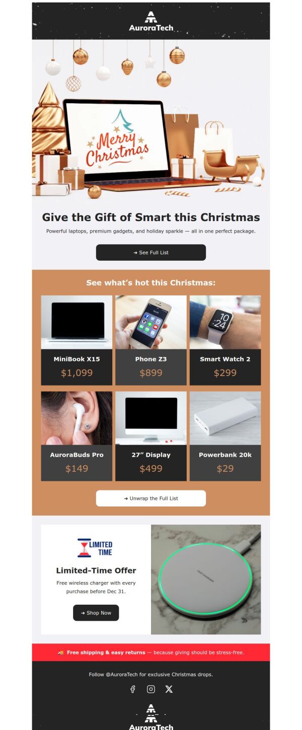Price List Email Template 'Premium Gadgets' for Christmas | PosterMyWall