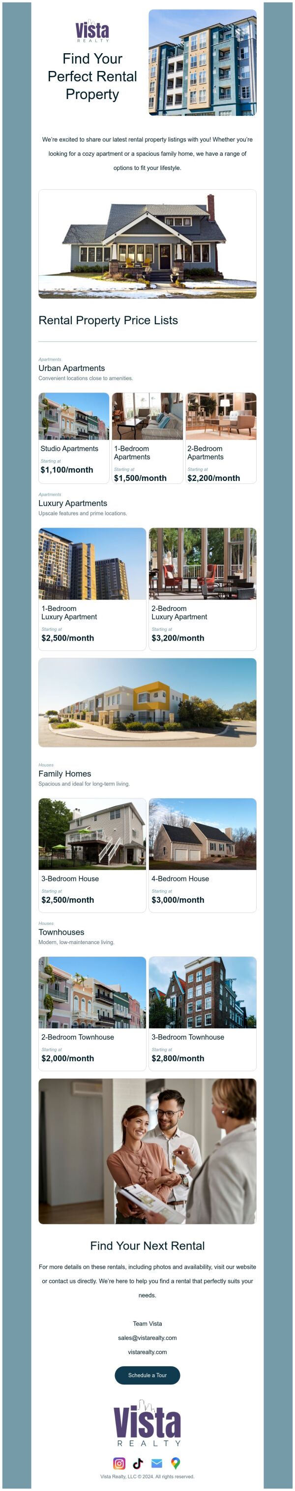 Price List Email Template 'Rental Property' for Real Estate | PosterMyWall