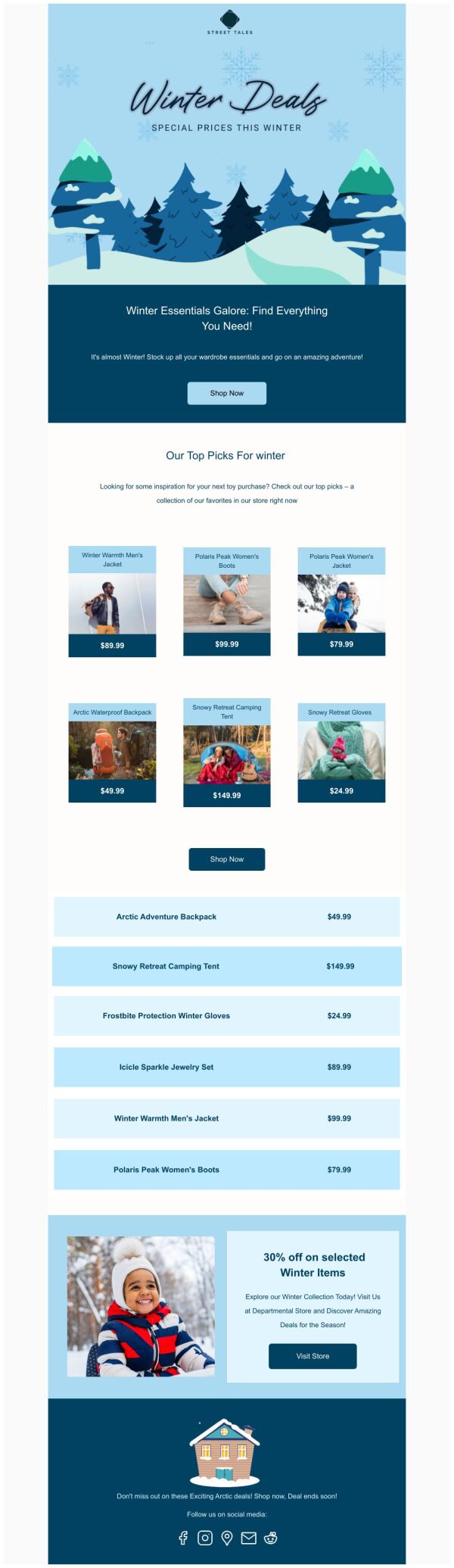 Price List Email Template 'Retail Store' for Winter | PosterMyWall